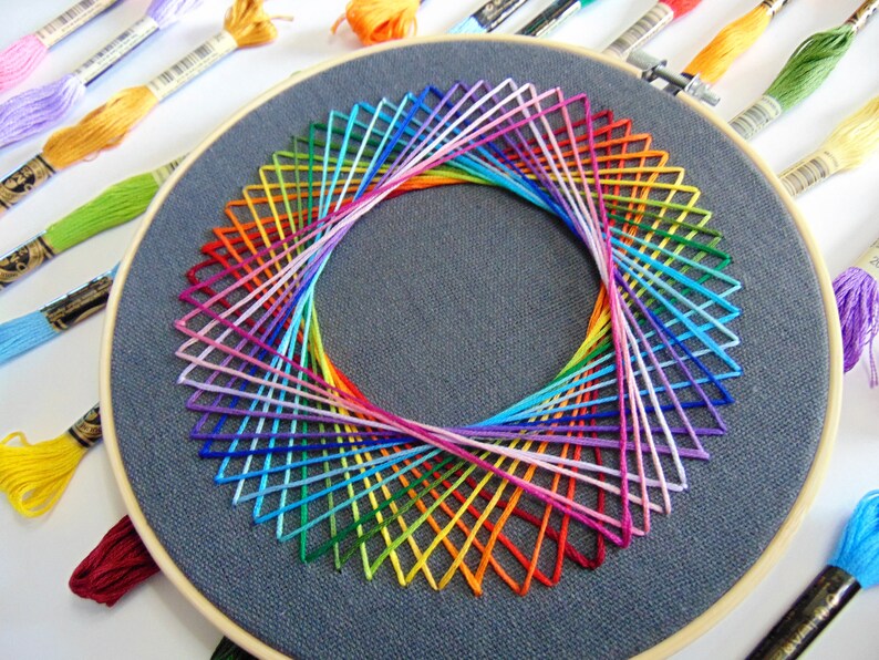 Rainbow Spirograph Embroidery Pattern - Etsy