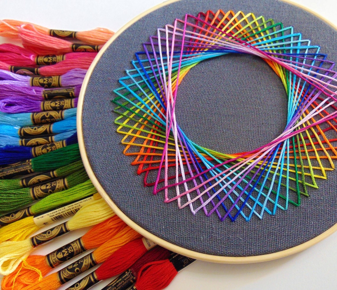 Rainbow Spirograph Embroidery Pattern - Etsy