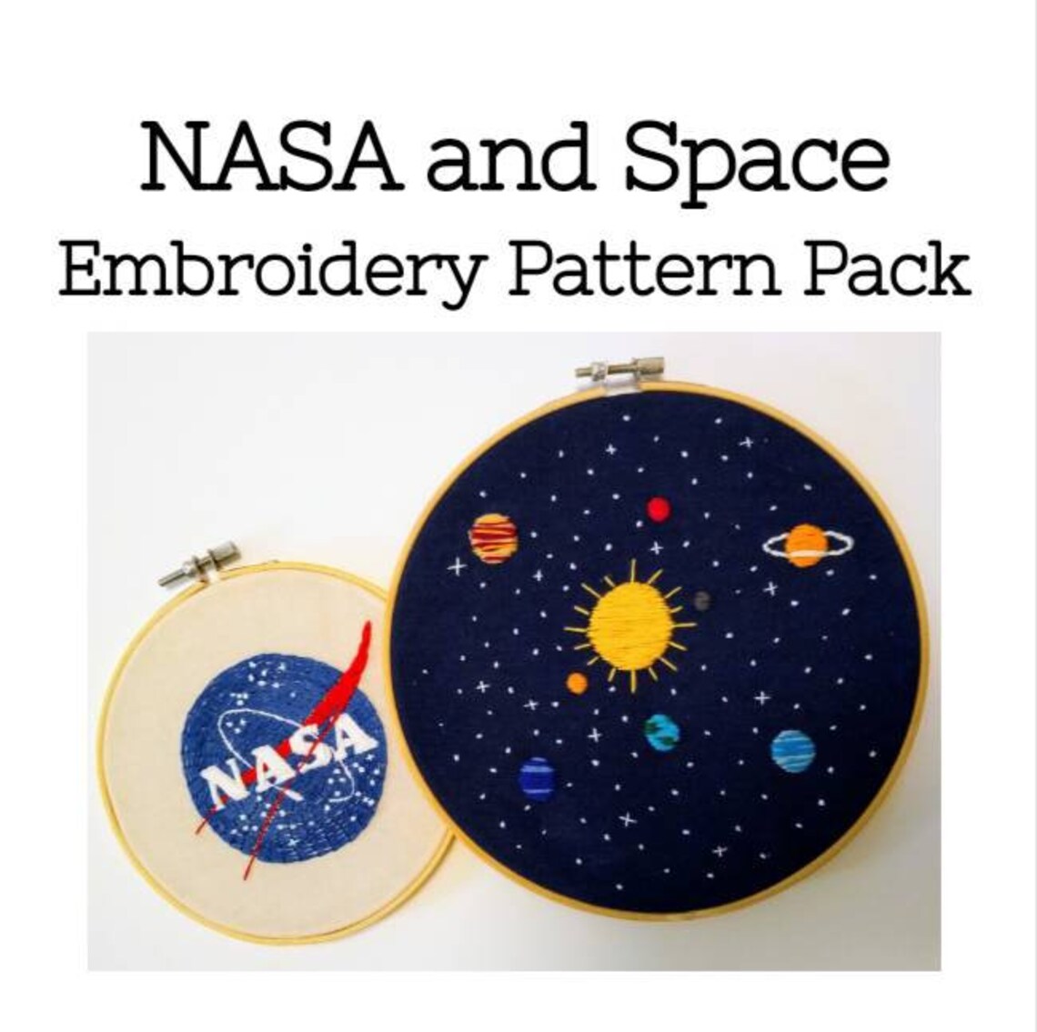 NASA and Space Embroidery Patterns Pack 2 Patterns Included - Etsy