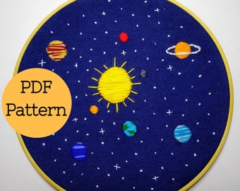 Mountain Solar System Embroidery Pattern PDF Guide Space Planets ...