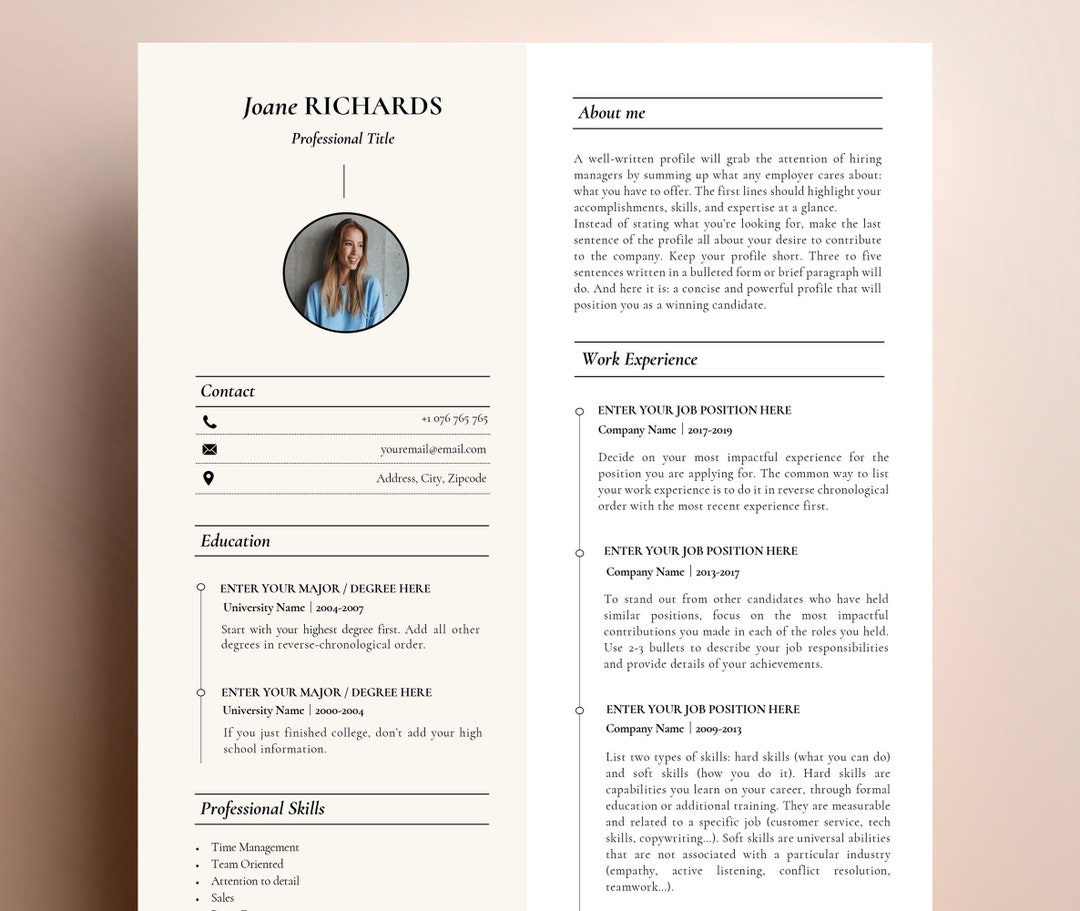 One-page Creative Resume Template ⎥ Resume and Cover Letter Template ...