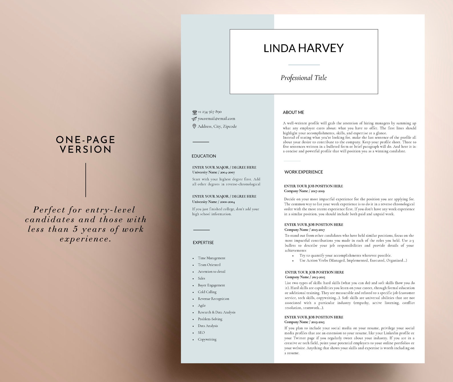 Simple Resume Template Word ⎥ 1-page Resume and 2-page Resume ⎥ CV ...