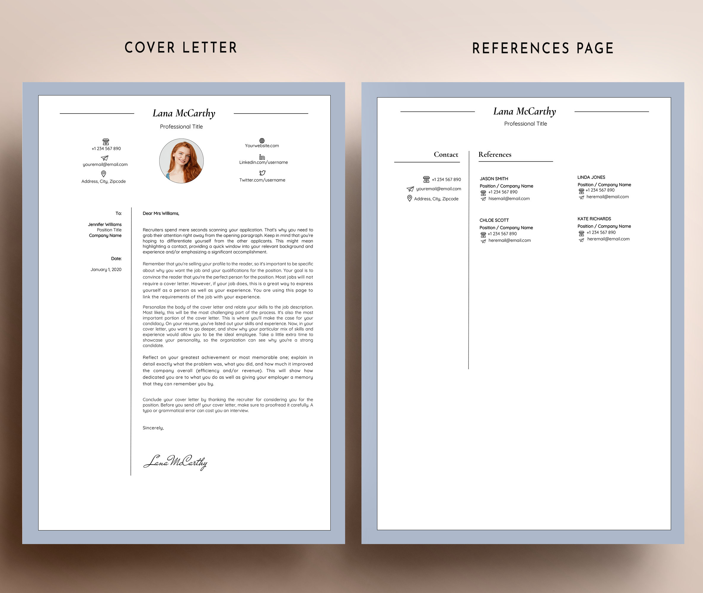 Modern Resume Template Word ⎥ Resume and Cover Letter Template ⎥ One ...