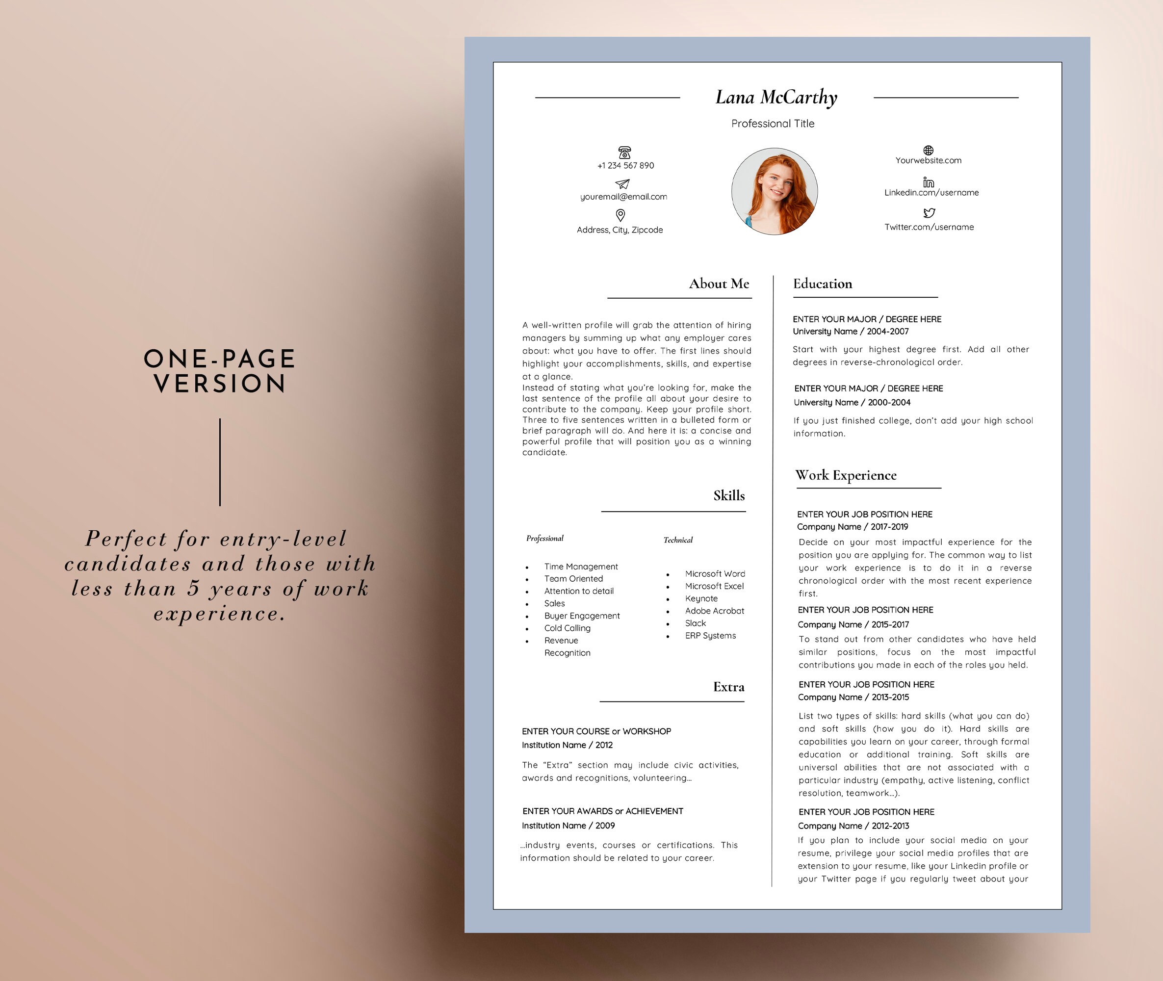 Modern Resume Template Word ⎥ Resume and Cover Letter Template ⎥ One ...