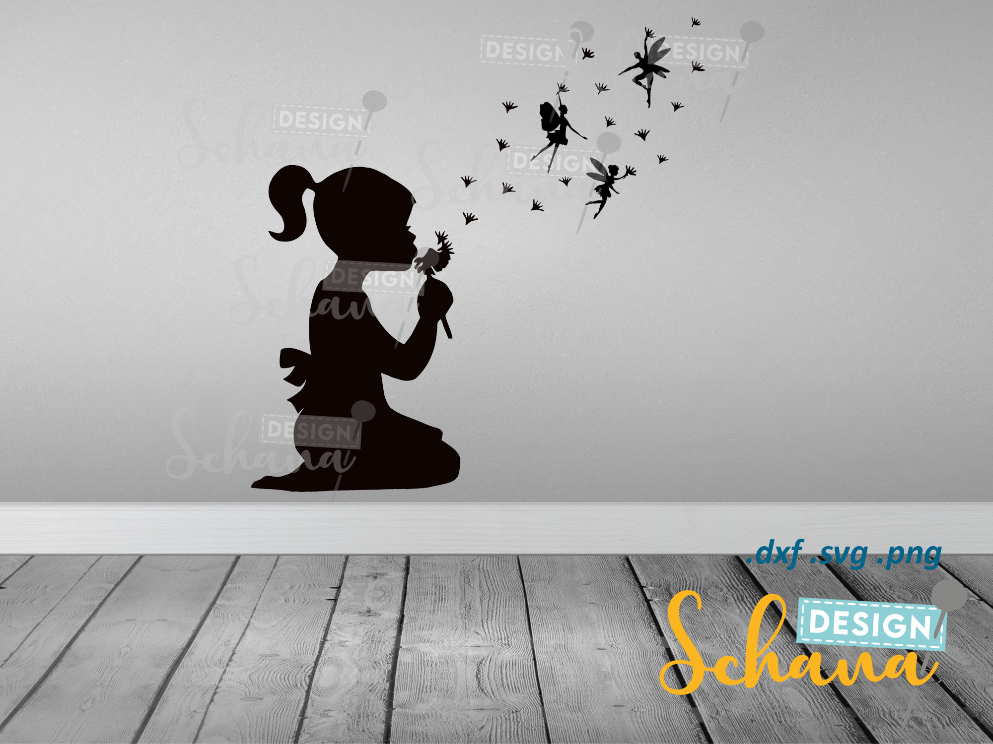 Pusteblume fliegende Feen - Plotterdatei - SVG DXF PNG - Fee Clipart ...