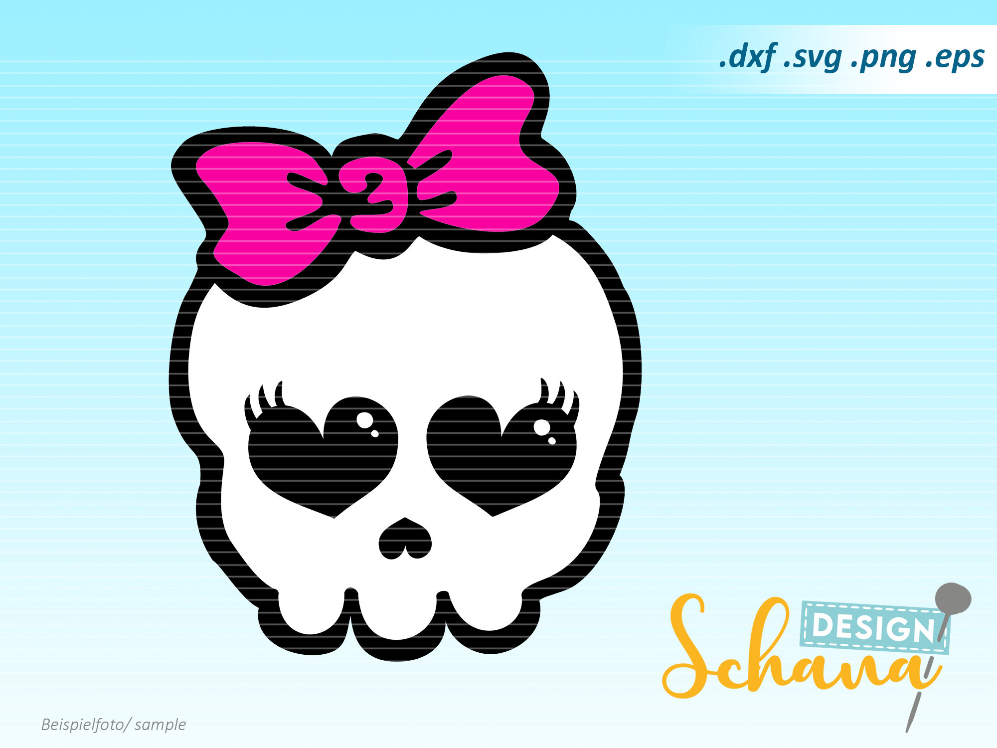 Sugar Skull Sweet Skull Girlie Girl Skull SVG DXF PNG Cut File Cut Out ...