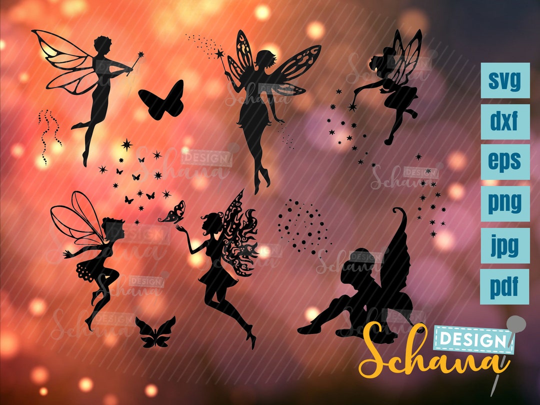 Pixie Fairies 6 Pcs. Variation 2 - SVG DXF PNG Eps Cutfile Cut Out ...
