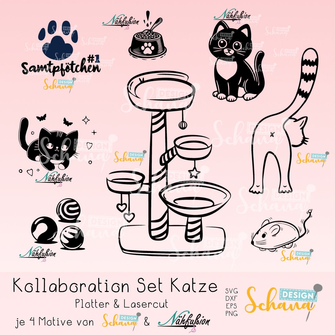 Plotterdatei Kollaboration Set Katze SVG DXF EPS png - Etsy.de
