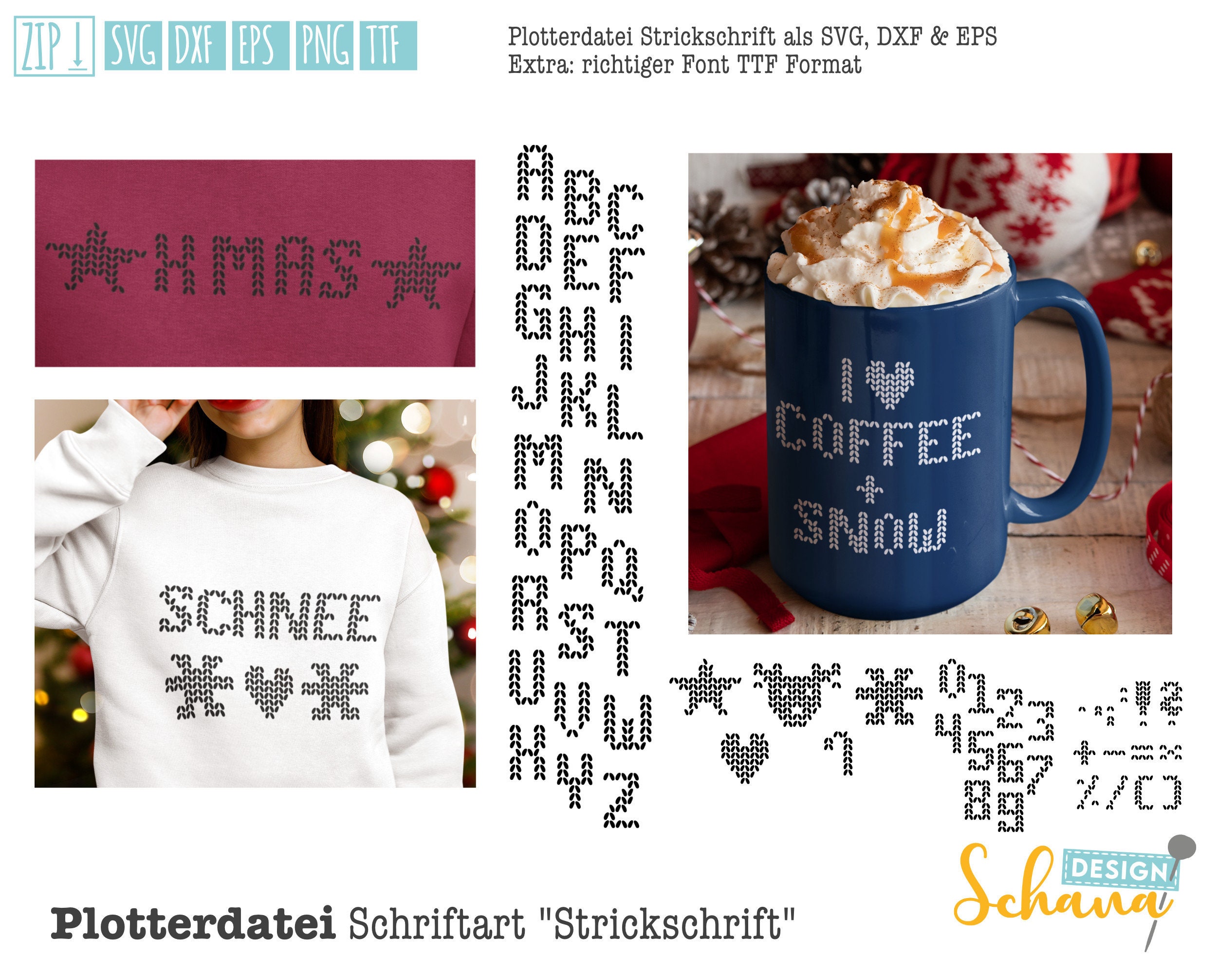 Knit Font Stencil Font Svg Dxf Eps Winter Font for Crafting - Etsy