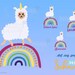 Unicorn Llama With Rainbow and 3 Texts Eps SVG DXF PNG Cut Out File ...
