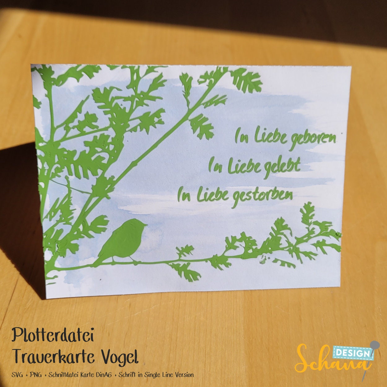 Mourning Card Plotter File Bird Love SVG PNG Dina6 - Etsy