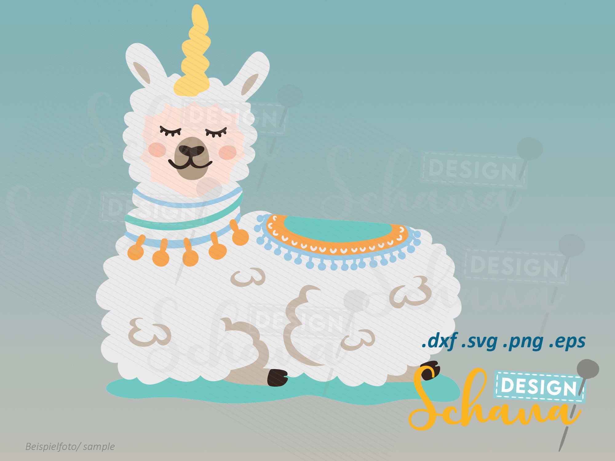 Einhorn Lama Süße Plotterdatei - eps SVG DXF PNG skandi boho Lama Einhorn Lamahorn Clipart ...