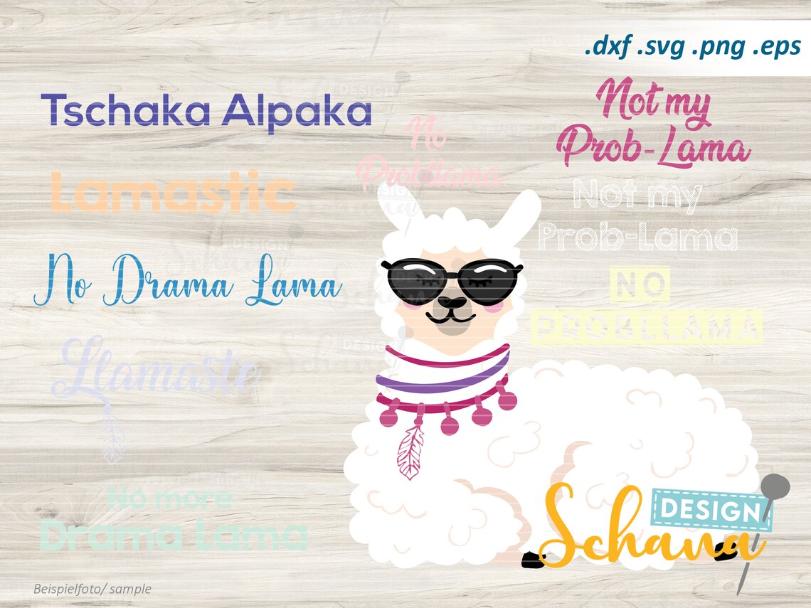 Lama Alpaka mit 9 Texten Boho Skandi Stil Plotterdatei - eps SVG DXF PNG skandi boho Lama ...
