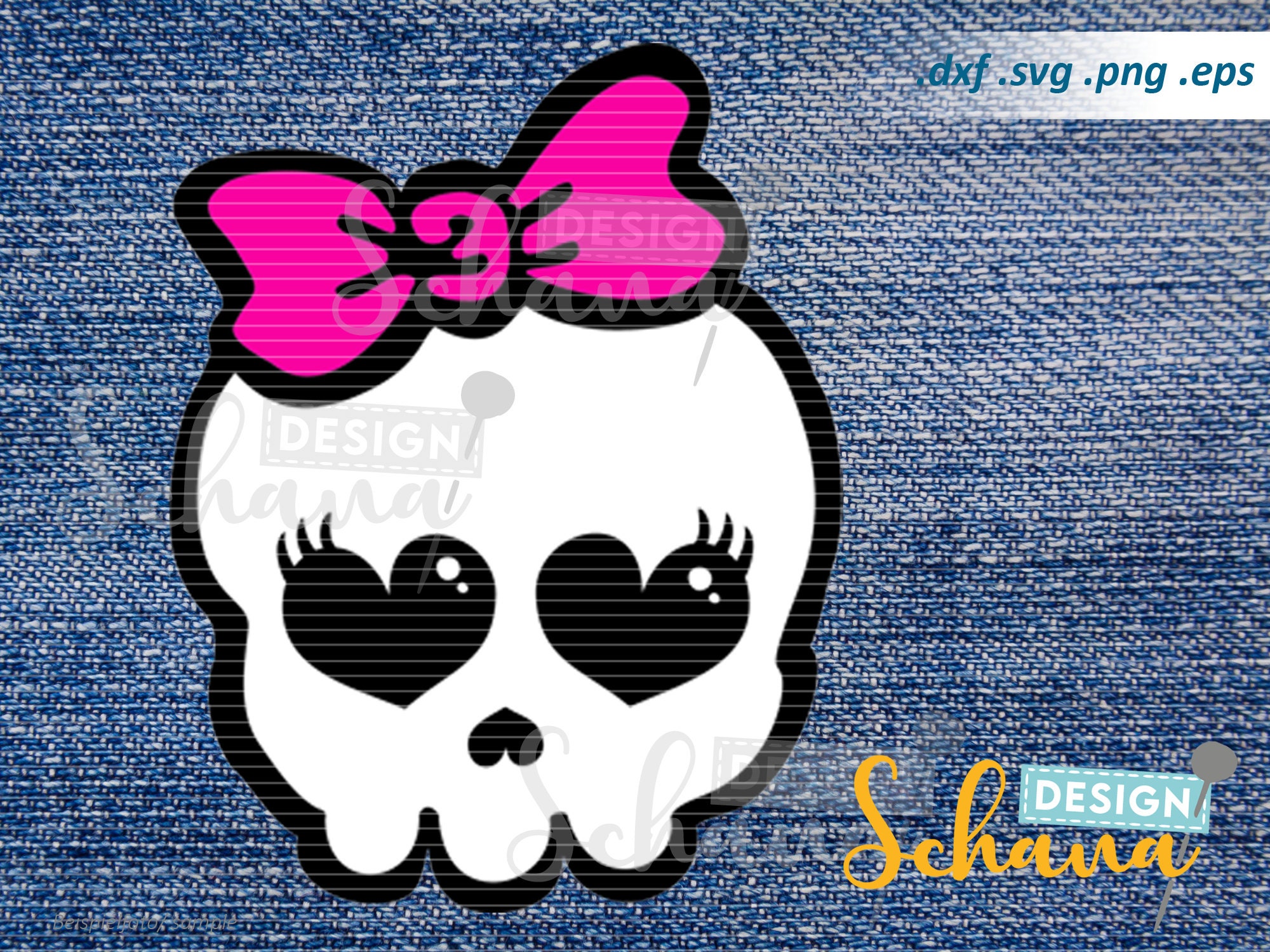 Sugar Skull Sweet Skull Girlie Girl Skull SVG DXF PNG Cut File Cut Out ...