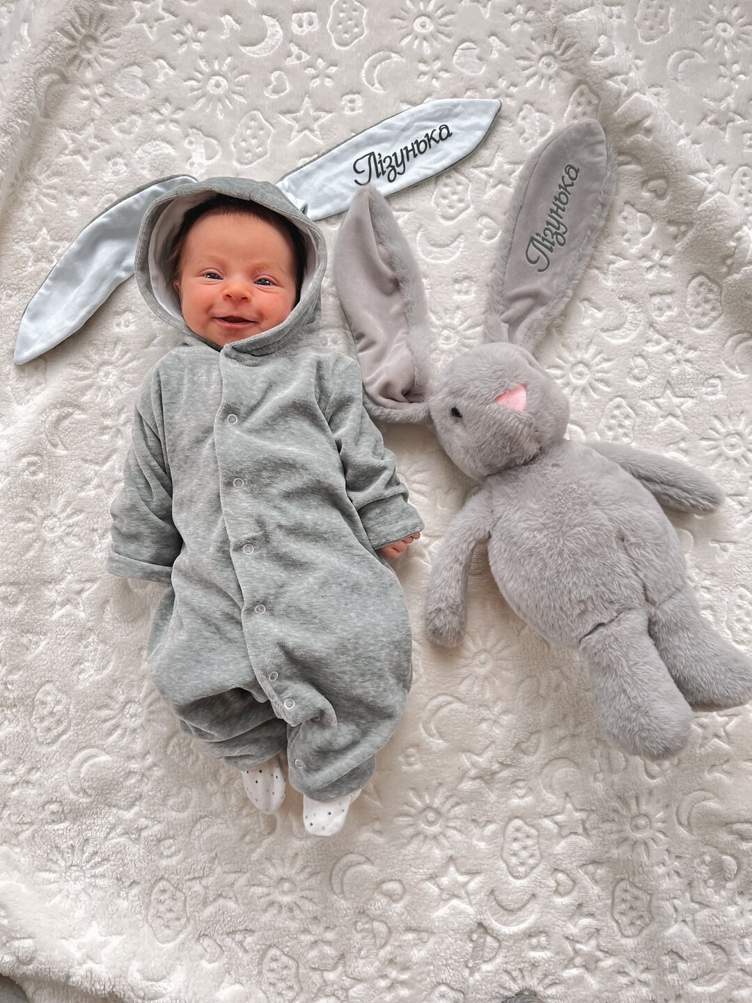 Personalized Bunny Grey Newborn Gift Soft Toy Baby Boy Gift Bunny ...