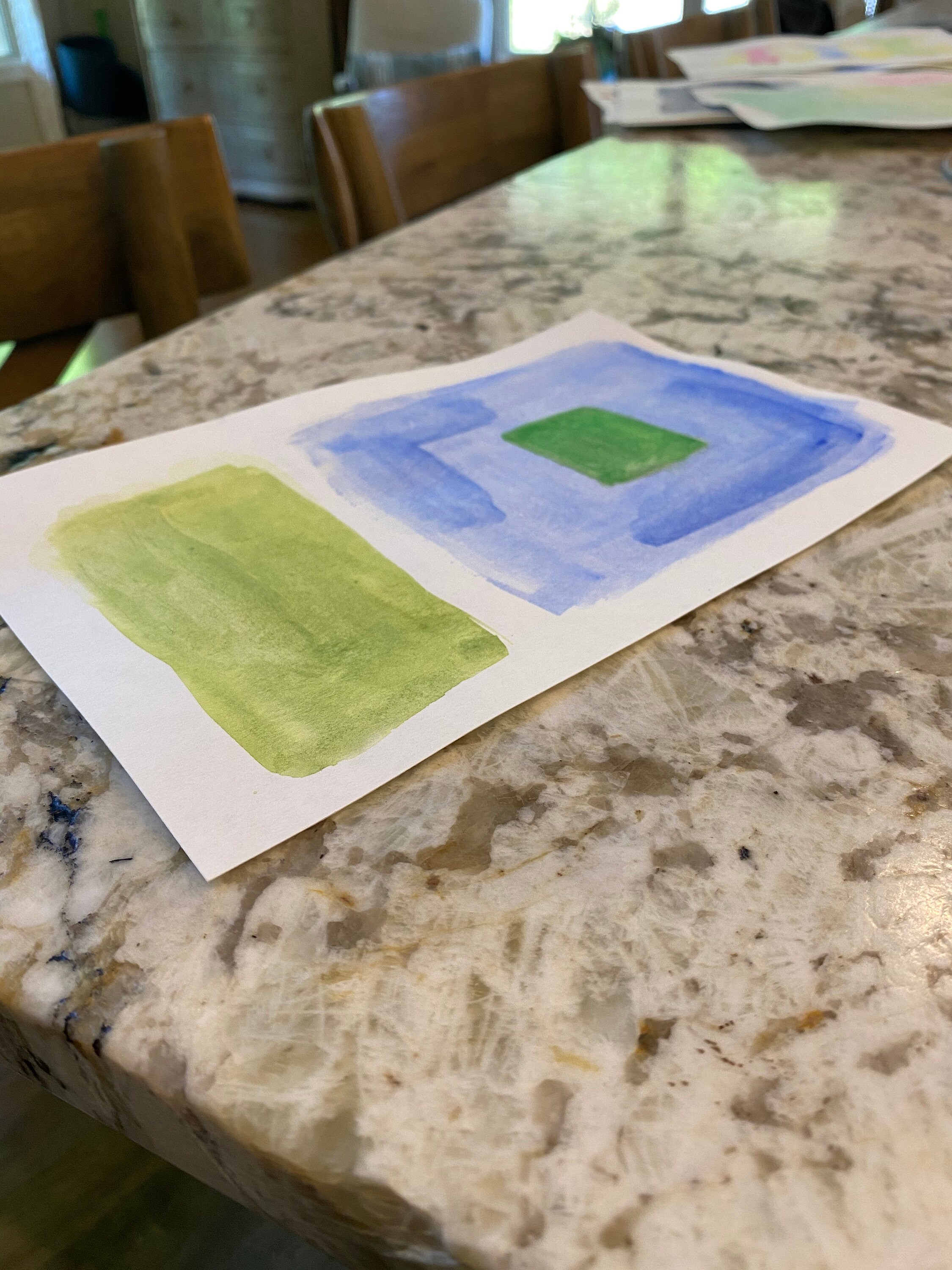 Blue and Green Color Study Watercolor Abstract - Etsy
