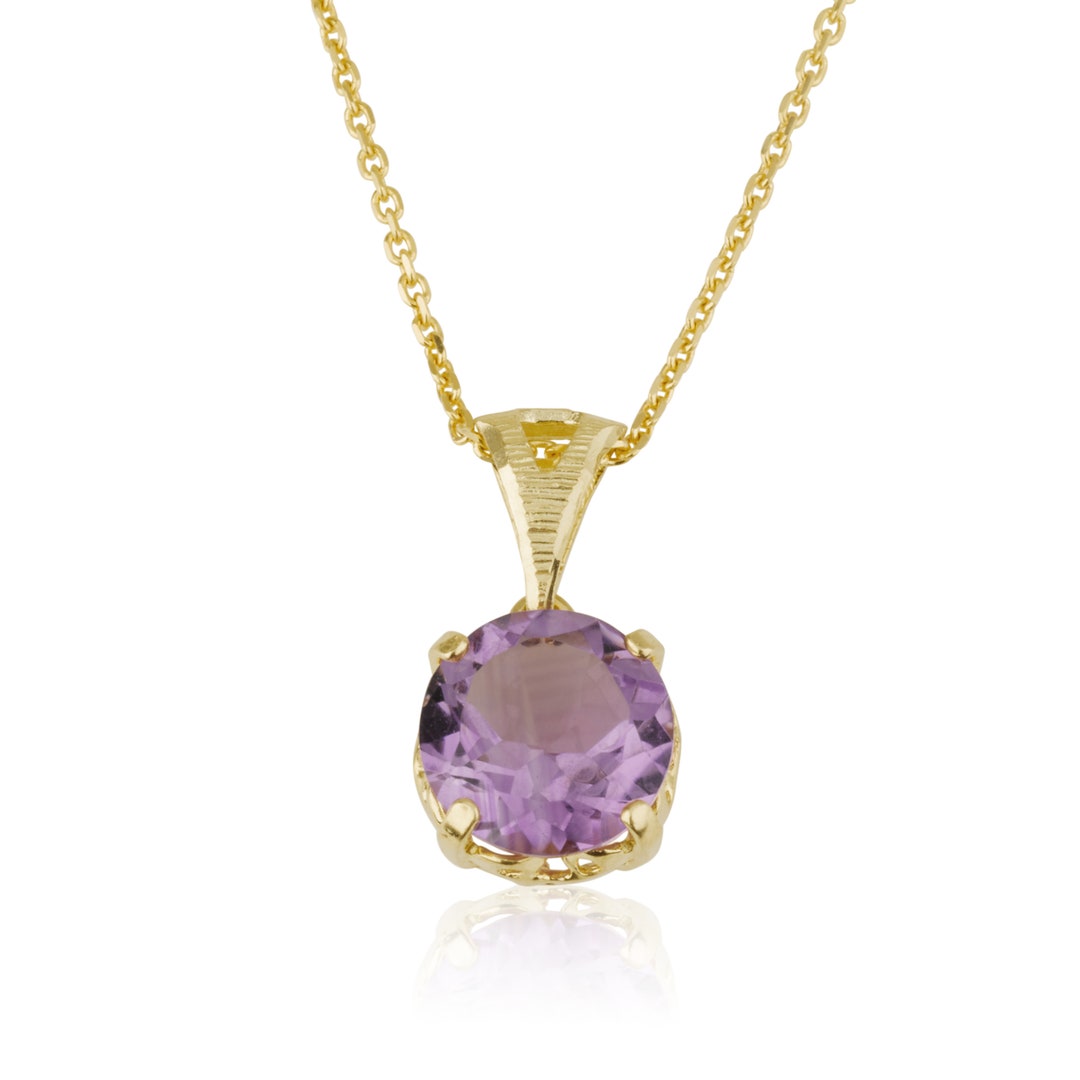 Amethyst Necklace, Amethyst Chain , Amethyst Pendant, 14K Gold Necklace ...