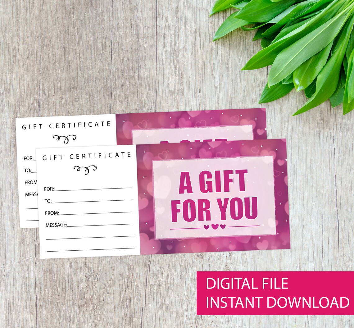 Printable Gift for You Certificate Template, Gift Voucher, Gift Card ...