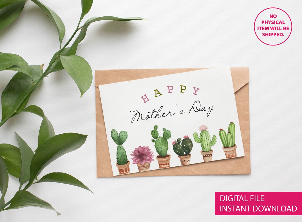 Printable Mother's Day Card Cactus Succulent Plants - Etsy