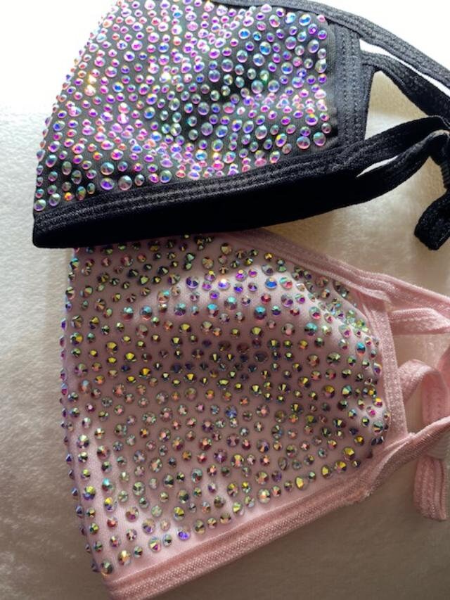 Pink Swarovski Face Mask, Bedazzled Sparkly Diamond Face Covering ...