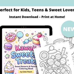 Kawaii Coloring Book for Kids – 22 Pages + Bonus Cover Page – Cute ...