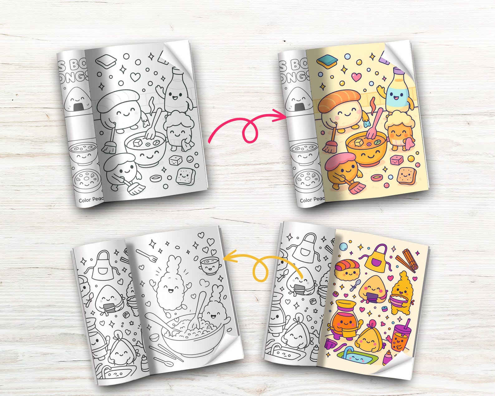 Kawaii Sushi Friends Coloring Book | Cute Japanese Food Coloring Pages ...