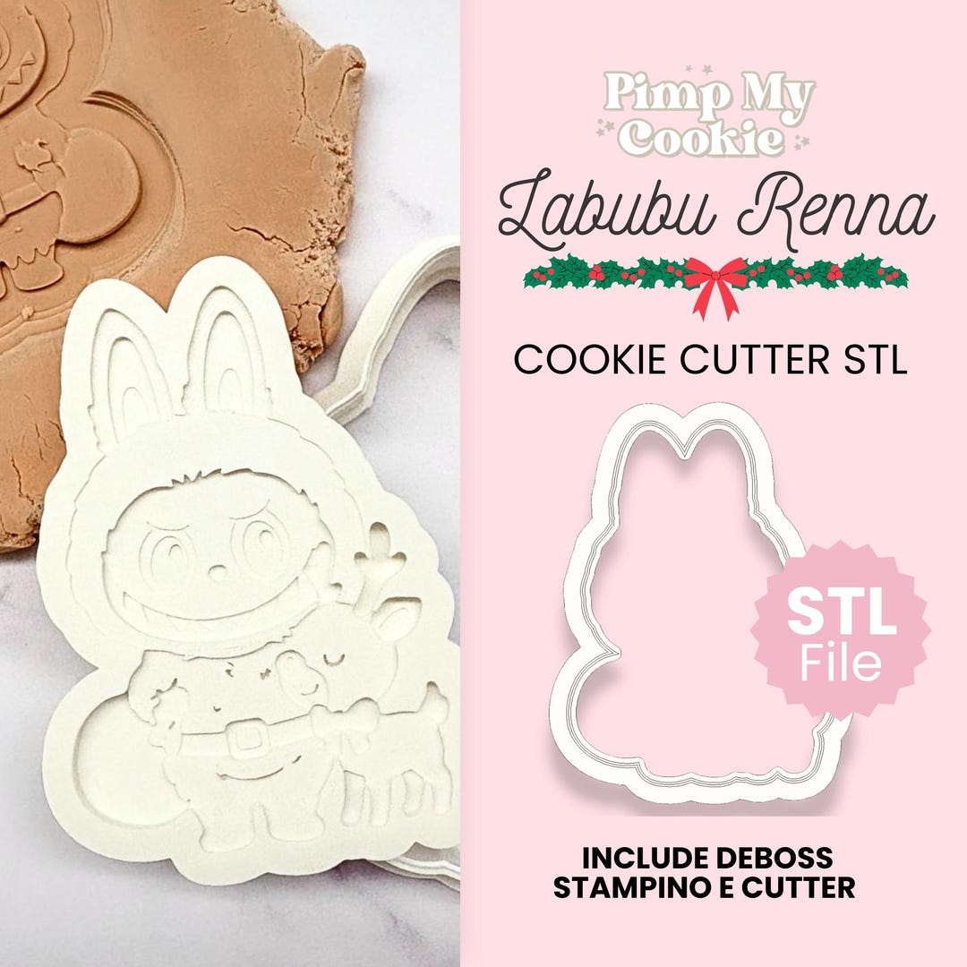 STL File Cookie Cutter, Labubu Reindeer and Cookie Cutter and Mold With ...