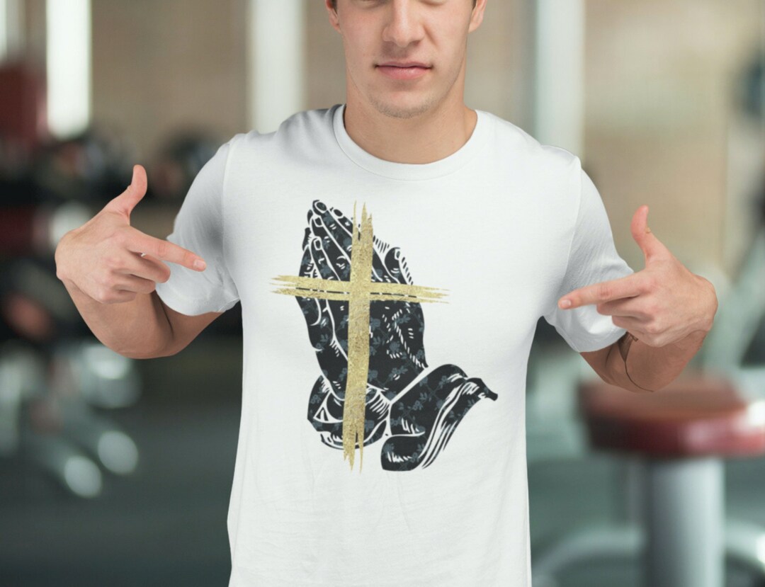 Cross Prayer Hands Shirt,thick Cotton Shirt, Cross Shirt, Mens ...
