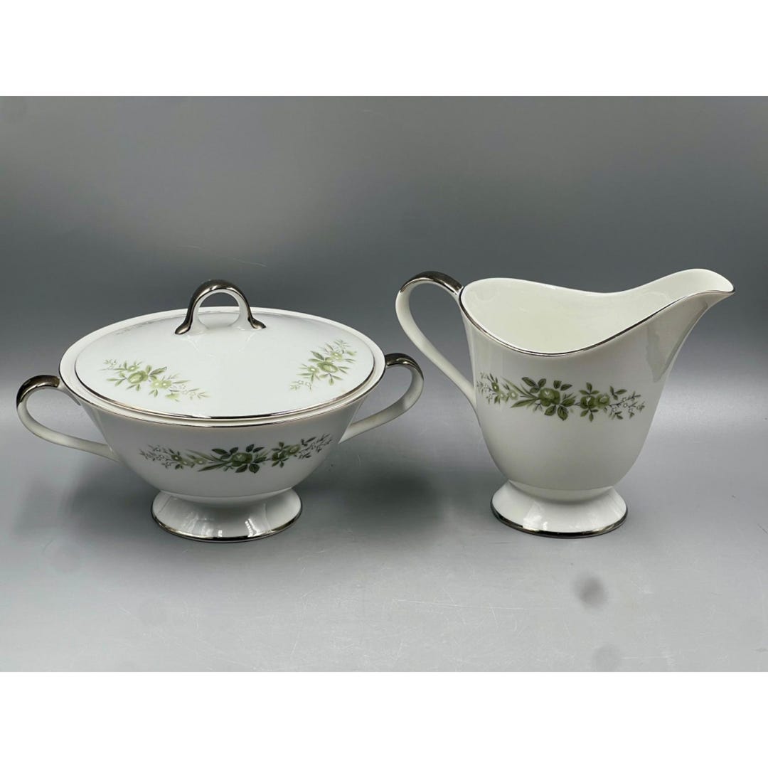 Vintage Claridge Langley-fine China-white/green Cream and Sugar Set ...