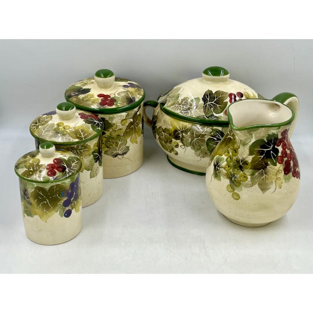 Vintage WCL Pottery 9 Pc. Tuscany Serving and Canister Set - Beautiful ...