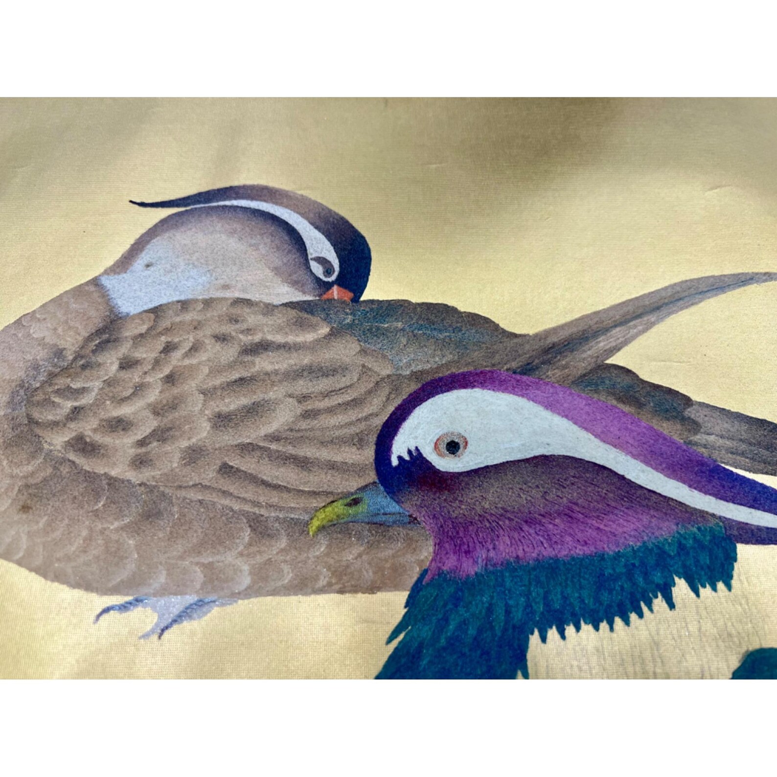 Vintage Rare 1950’s Signed Japanese Portrait - Two Ducks on Gold ...