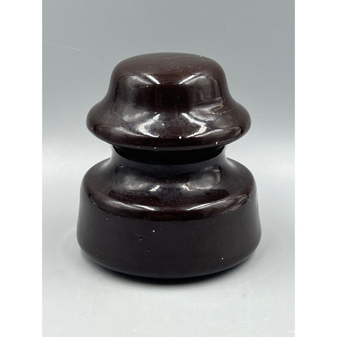 Vintage Dark Brown Ceramic Electric Telephone Wire Insulator 3.5" Tall ...