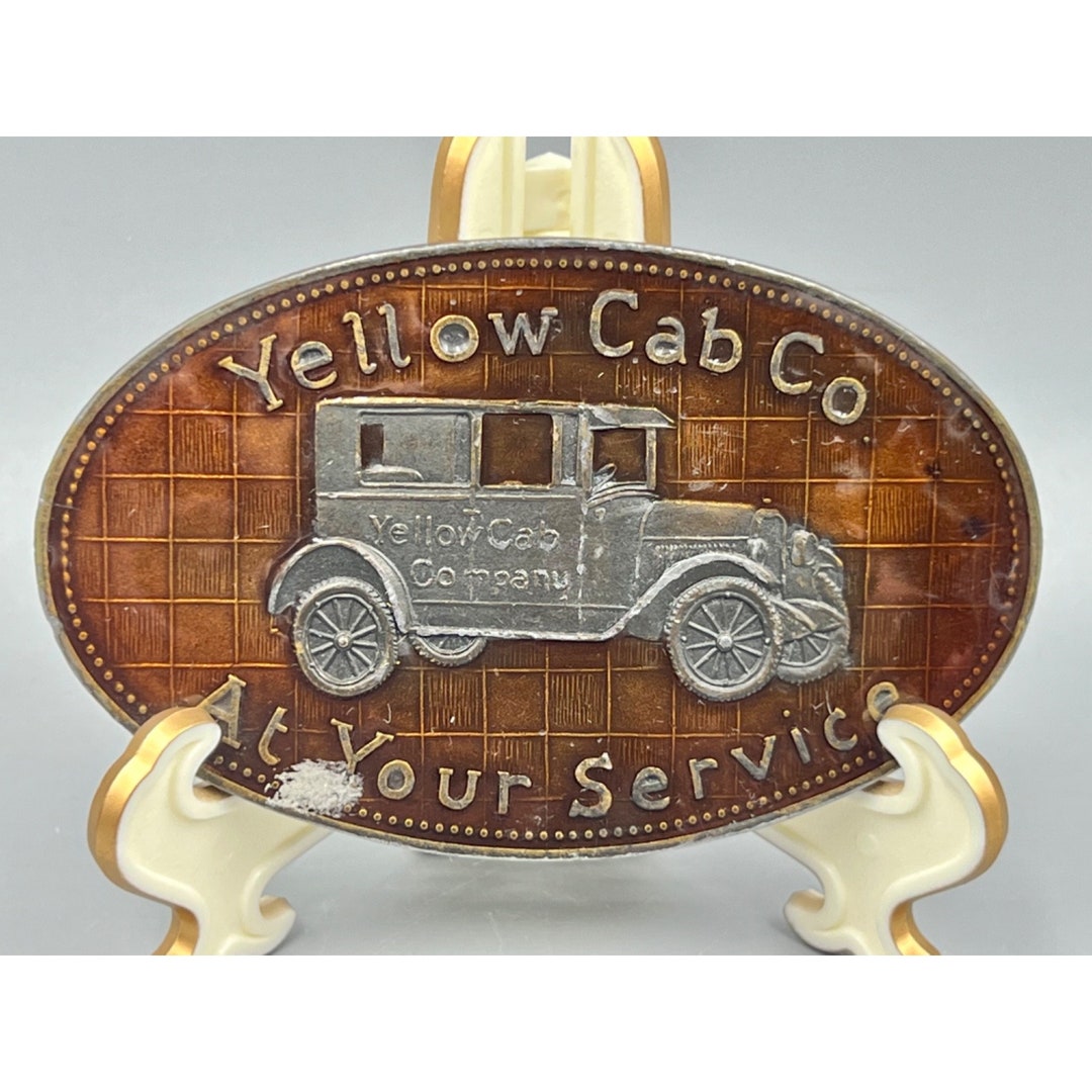 Vintage Yellow Cab Employee Cabbie Taxi Belt Buckle Registered Driver-4 ...