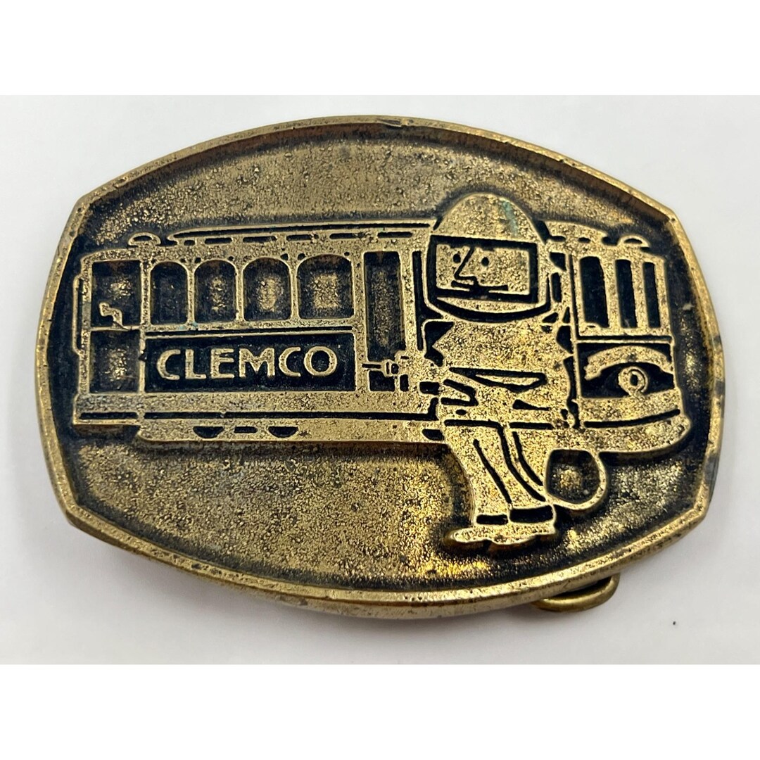 Vintage Clemco Industries Solid Brass Belt Buckle - by Dynabuckle-provo ...