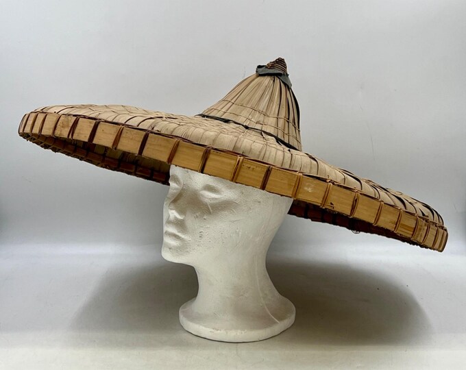 Asian Wicker Hat Coolie Bamboo Rice Paddy Sun Hat Conical Gardening 22 ...