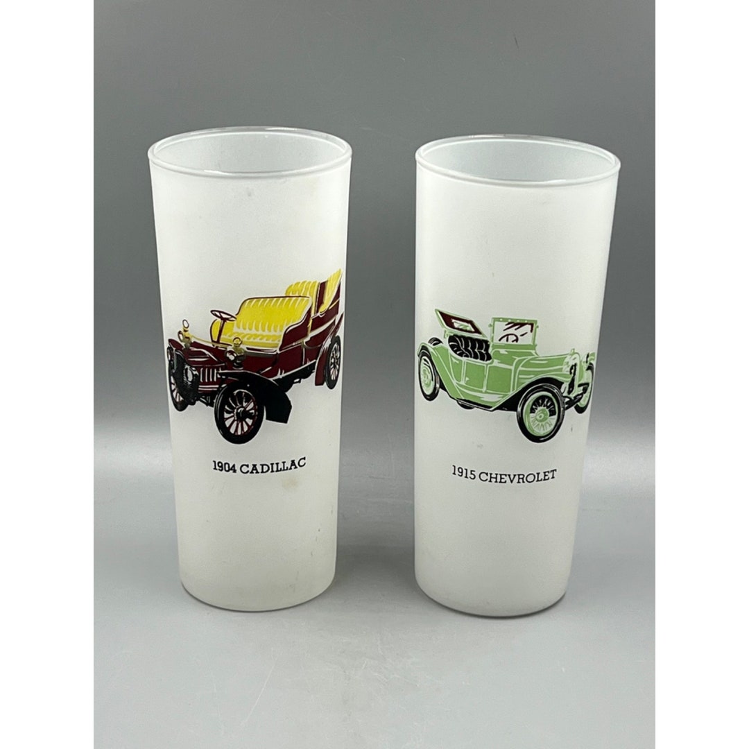Vintage 1904 Cadillac & 1915 Chevrolet Frosted Tom Collins/highball ...