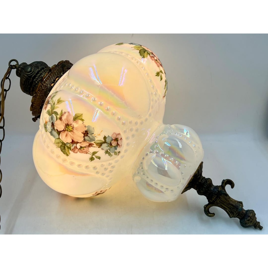 VTG Mid-century Modern Carl Falkenstein Swag Bubble Lamp W-hand Painted ...