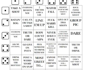 DRINKING DICE TEMPLATE Black and White - Etsy