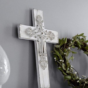 White-washed Vintage Cross With Exclusive prayer for - Etsy