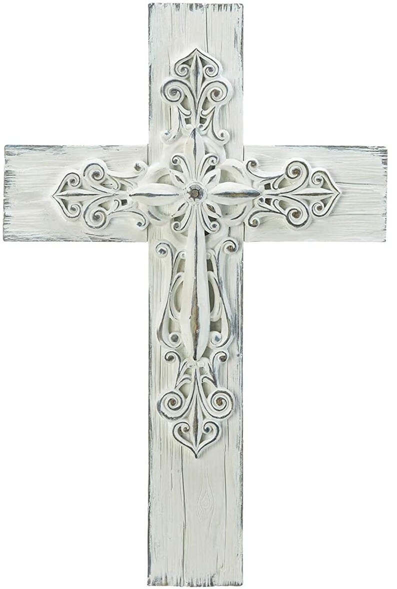 White-washed Vintage Cross With Exclusive prayer for - Etsy