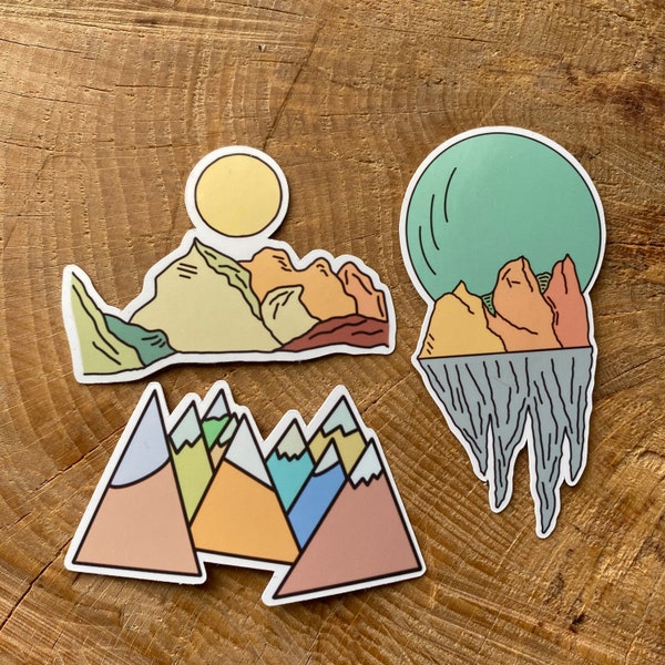 Colorful Mountains Stickers - Etsy