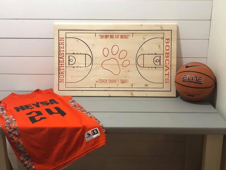 Personalized Engraved Wooden Basketball Court Sign sports | Etsy