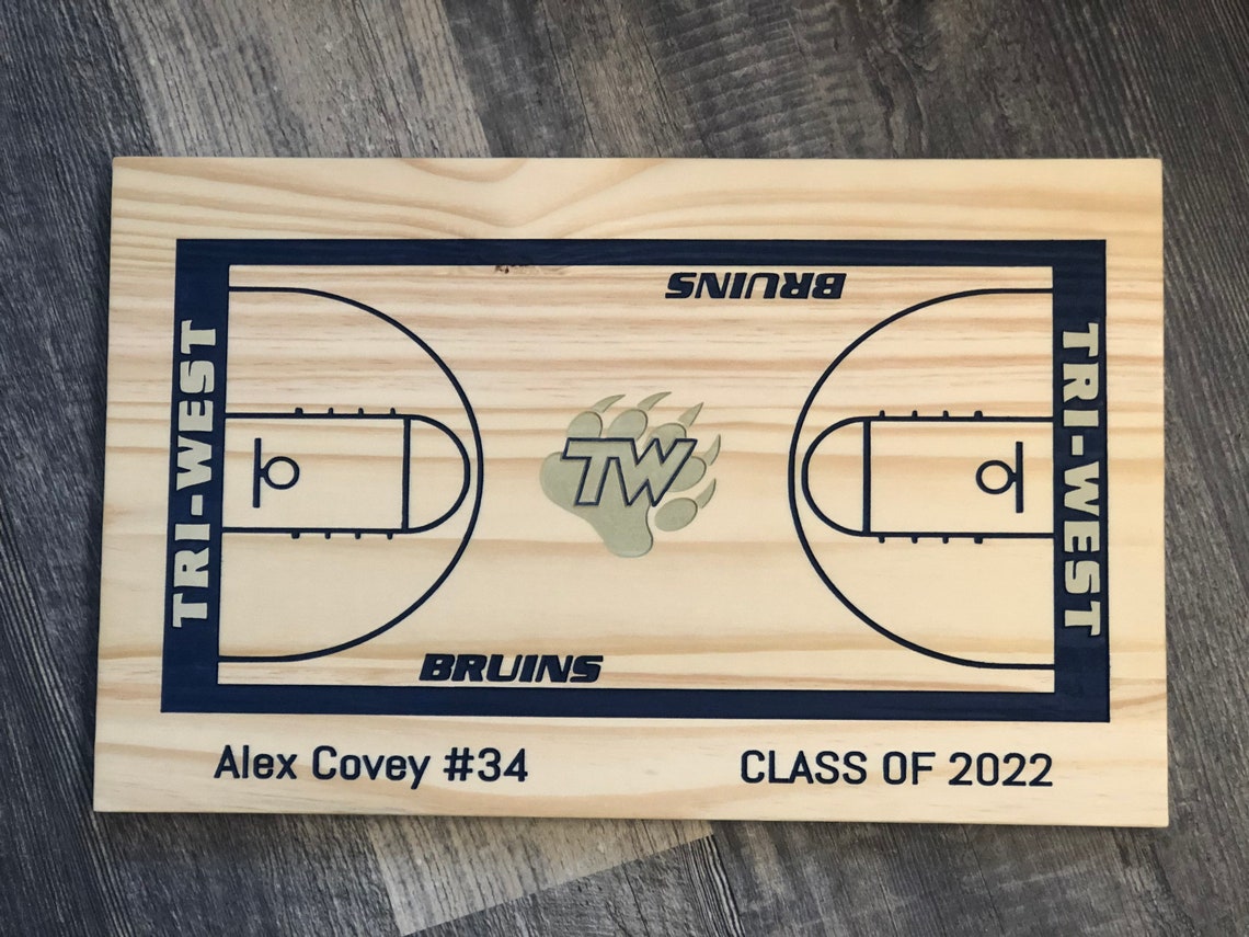 Personalized Engraved Wooden Basketball Court Sign sports | Etsy