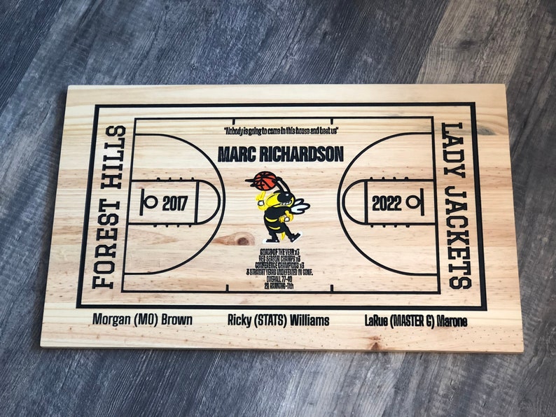 Personalized Engraved Wooden Basketball Court Sign sports | Etsy