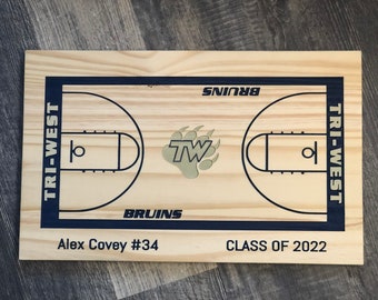 Personalized Engraved Wooden Basketball Court Sign sports | Etsy
