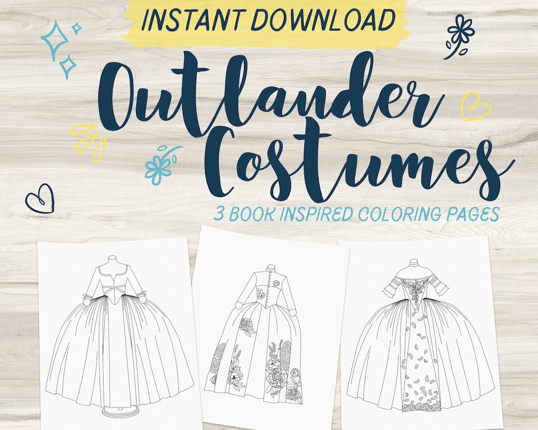 Outlander Claire Fraser Dress Inspired Coloring Pages | Book Coloring ...