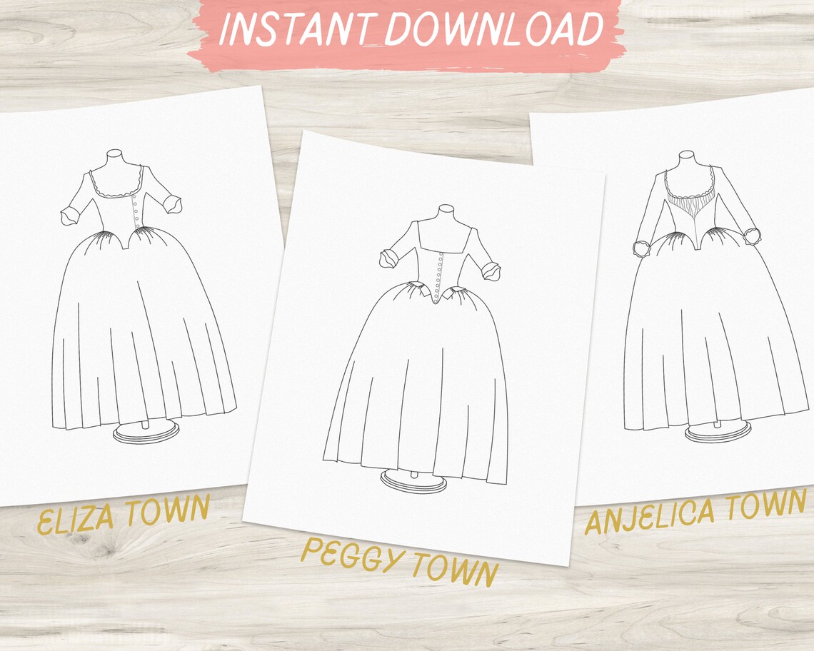 Hamilton Costume Inspired Coloring Pages | Broadway Coloring Page ...