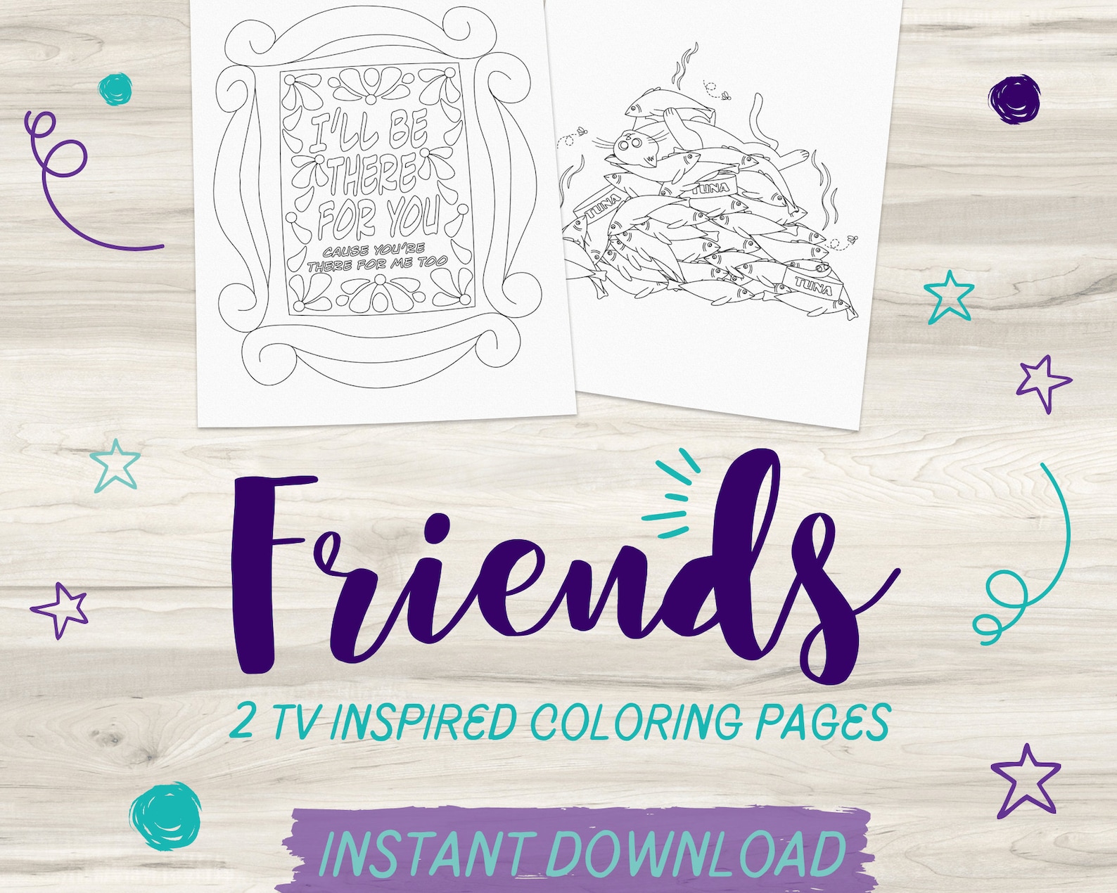 Friends Inspired Coloring Pages | TV Show Coloring Page | Adult ...
