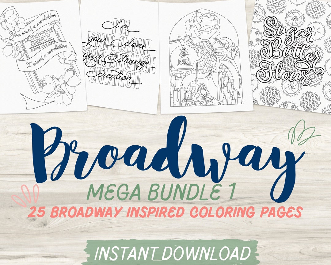 Broadway Inspired Coloring Page Mega Bundle | Adult Coloring Page ...
