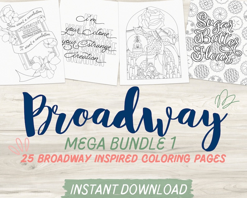 Broadway Inspired Coloring Page Mega Bundle | Adult Coloring Page ...